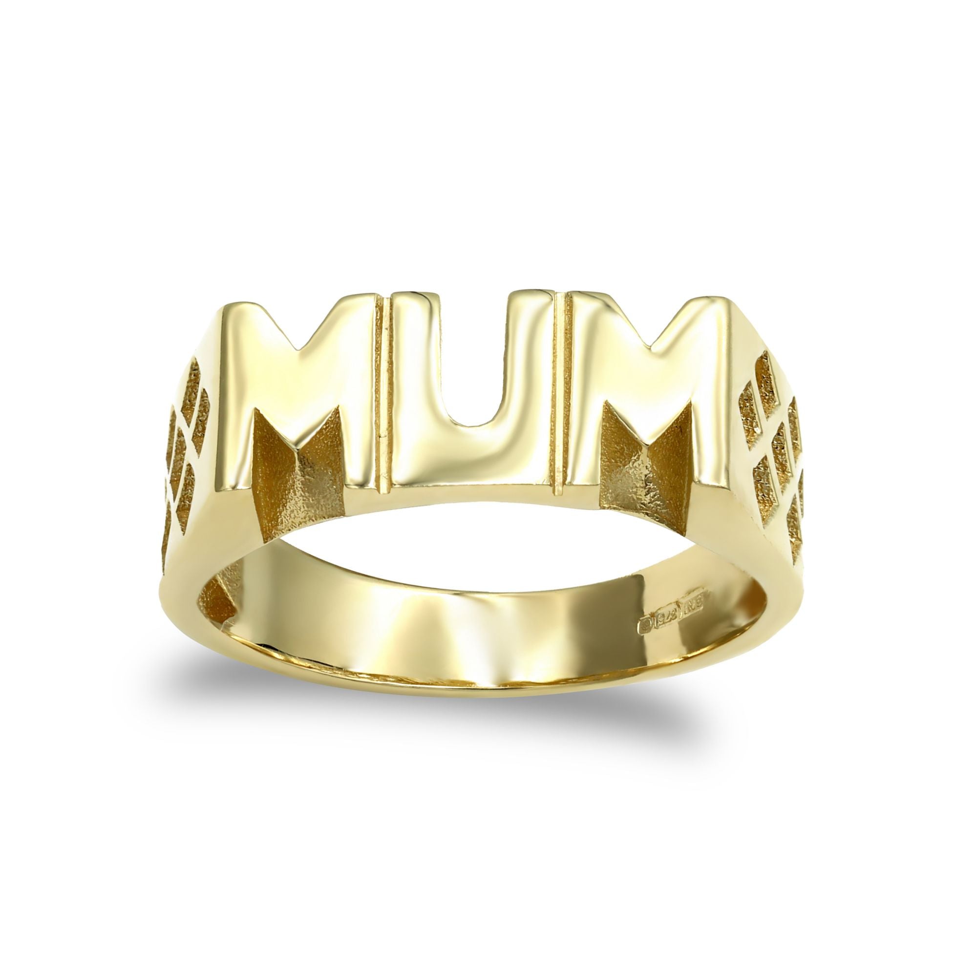 Ladies Solid 9ct Gold Basket Sides MUM Ring – Jewelco London